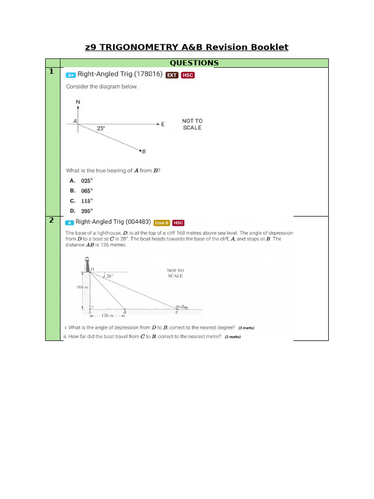 Trig A&B QN Booklet | PDF
