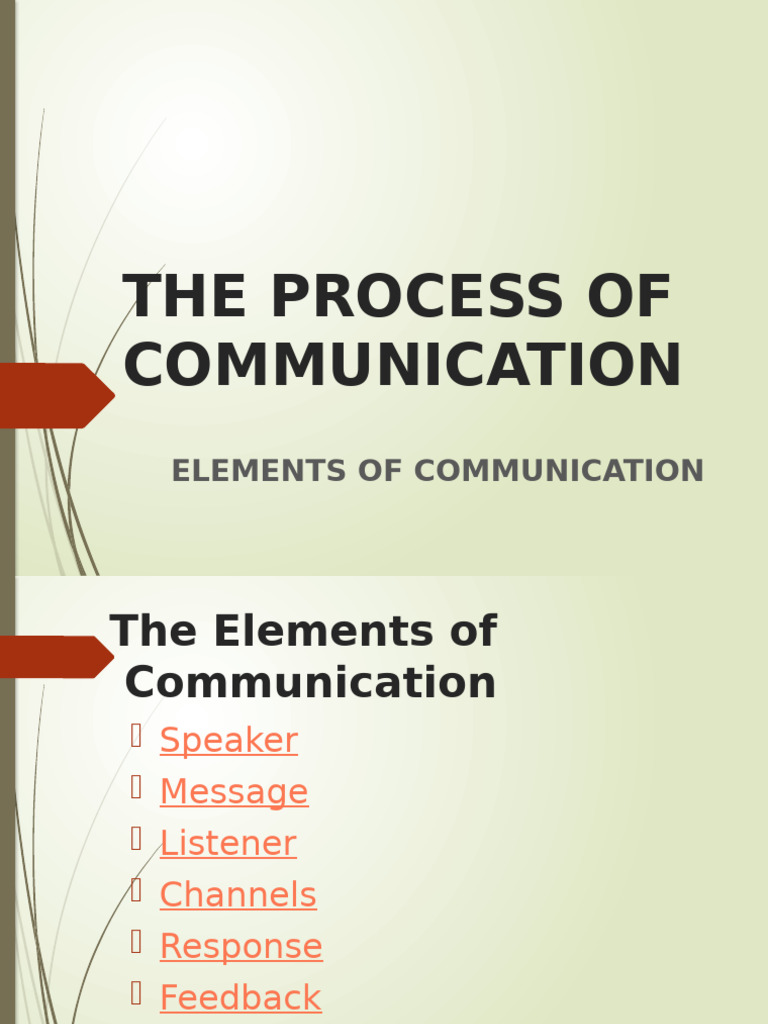 THE ELEMENTS OF COMMUNICATION | PDF | Communication | Nonverbal ...