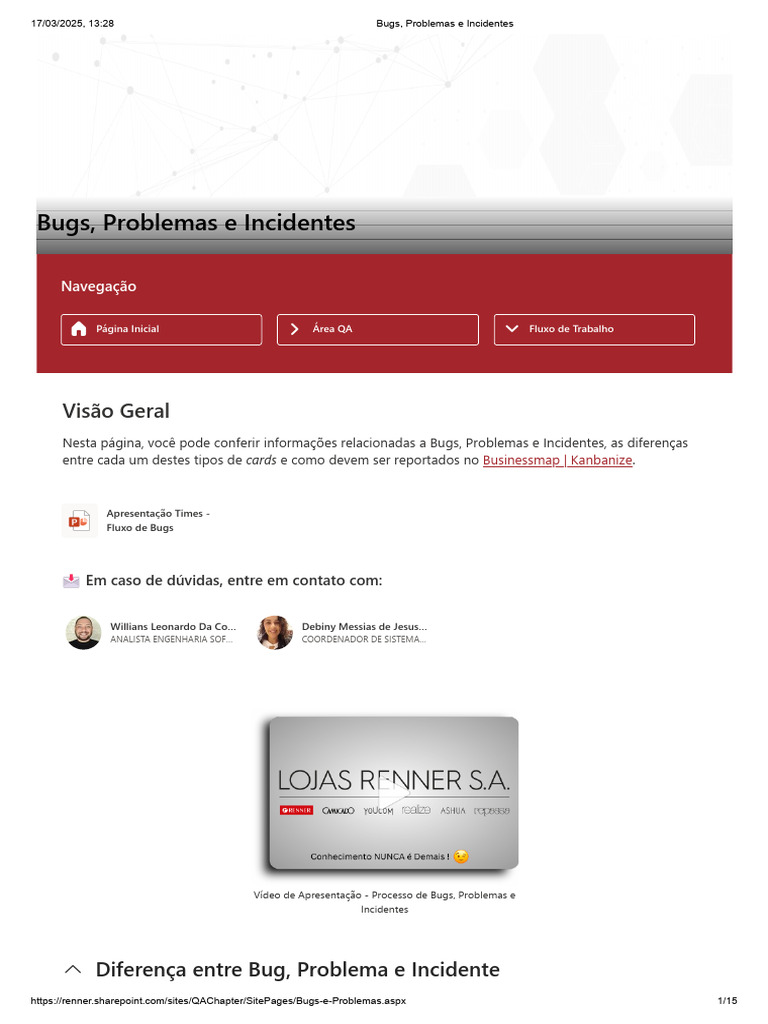 Bugs e Incidentes: Definições e Fluxos | PDF