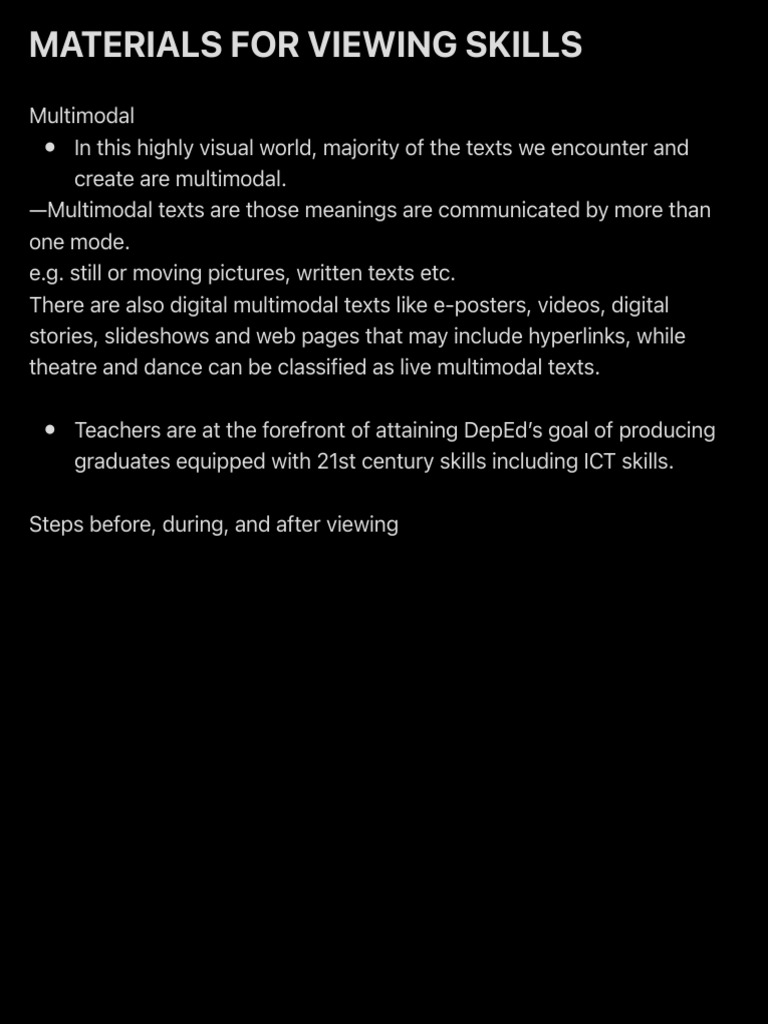 Materials For Viewing Skills | PDF