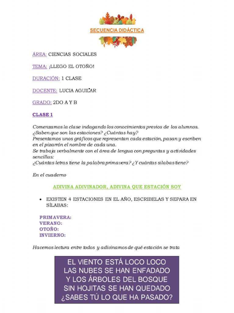 SECUENCIA DIDÁCTICA.OTOÑO-1 (3) | PDF