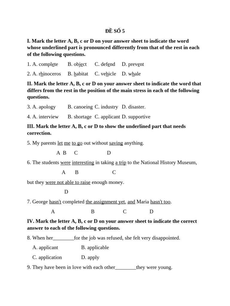 English Language Practice Test 5 | PDF | Elephant