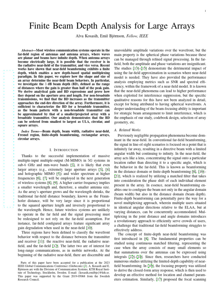 Beam Depth in Large Antenna Arrays | PDF | Antenna (Radio ...