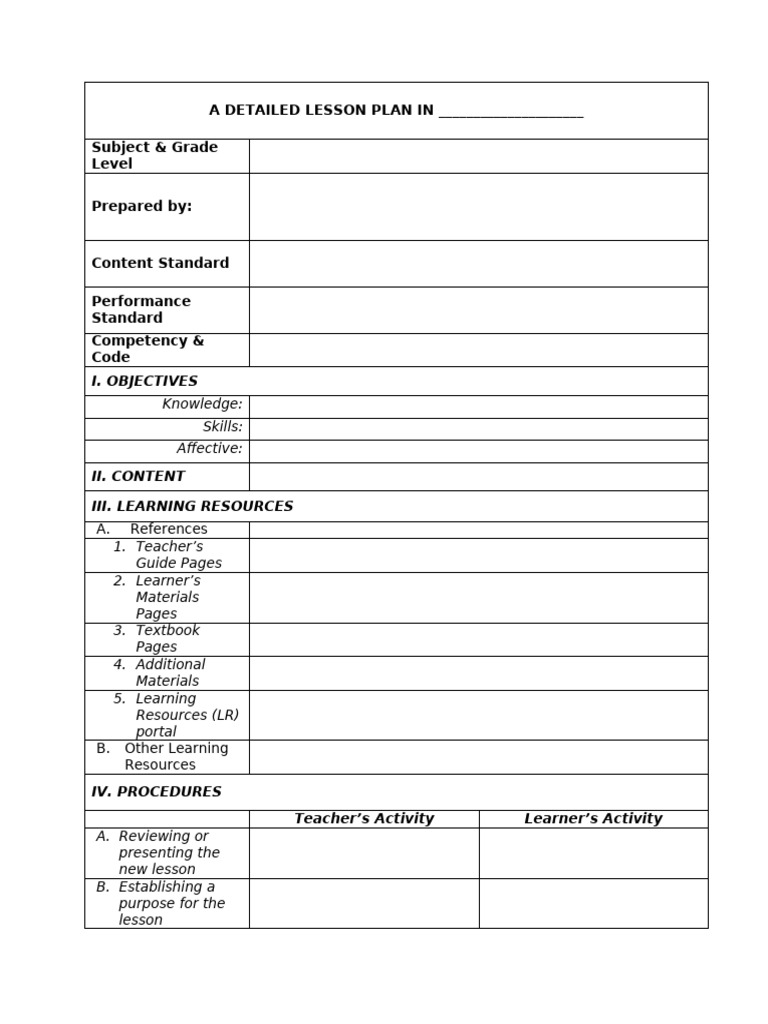 Comprehensive Lesson Plan Template | PDF