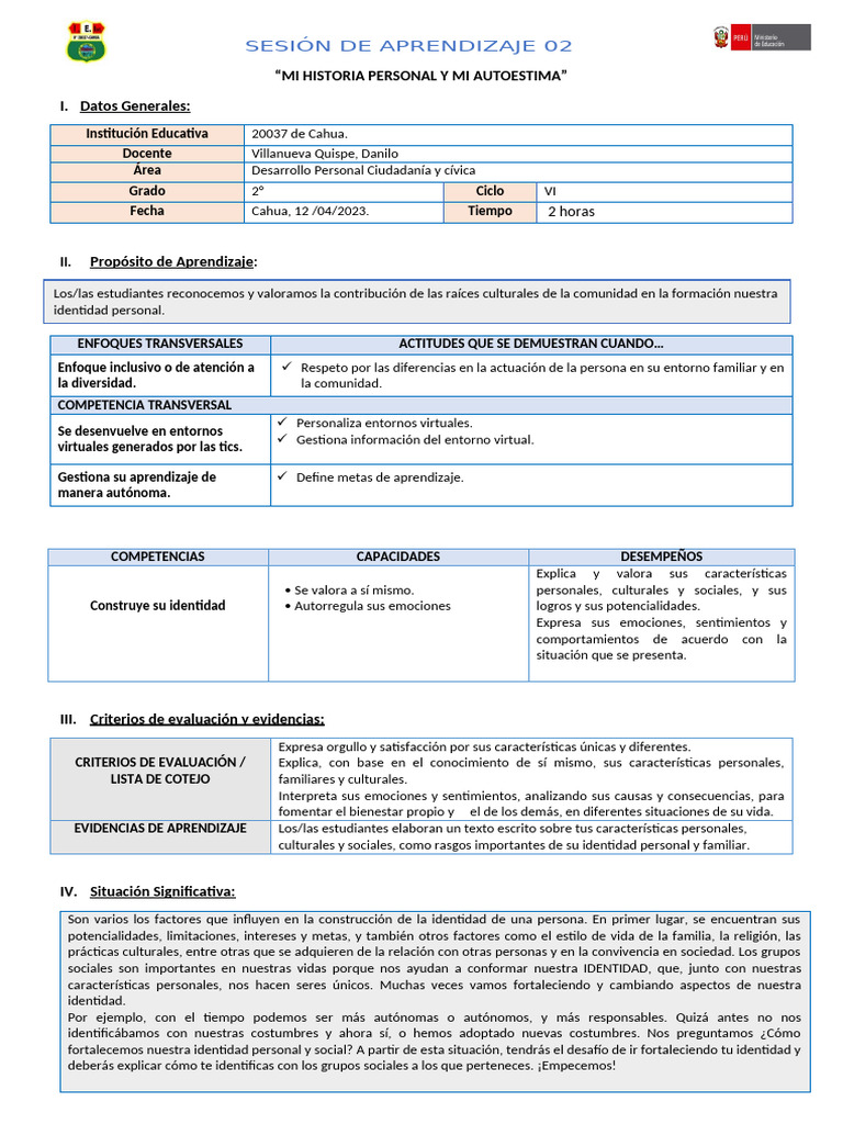 Fortaleciendo la Identidad Personal | PDF | Aprendizaje | Las emociones