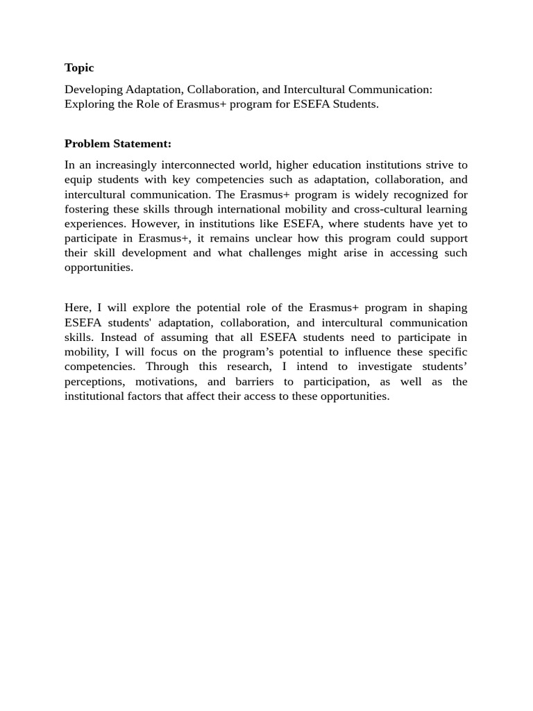 Updated Topic and Problematic | PDF