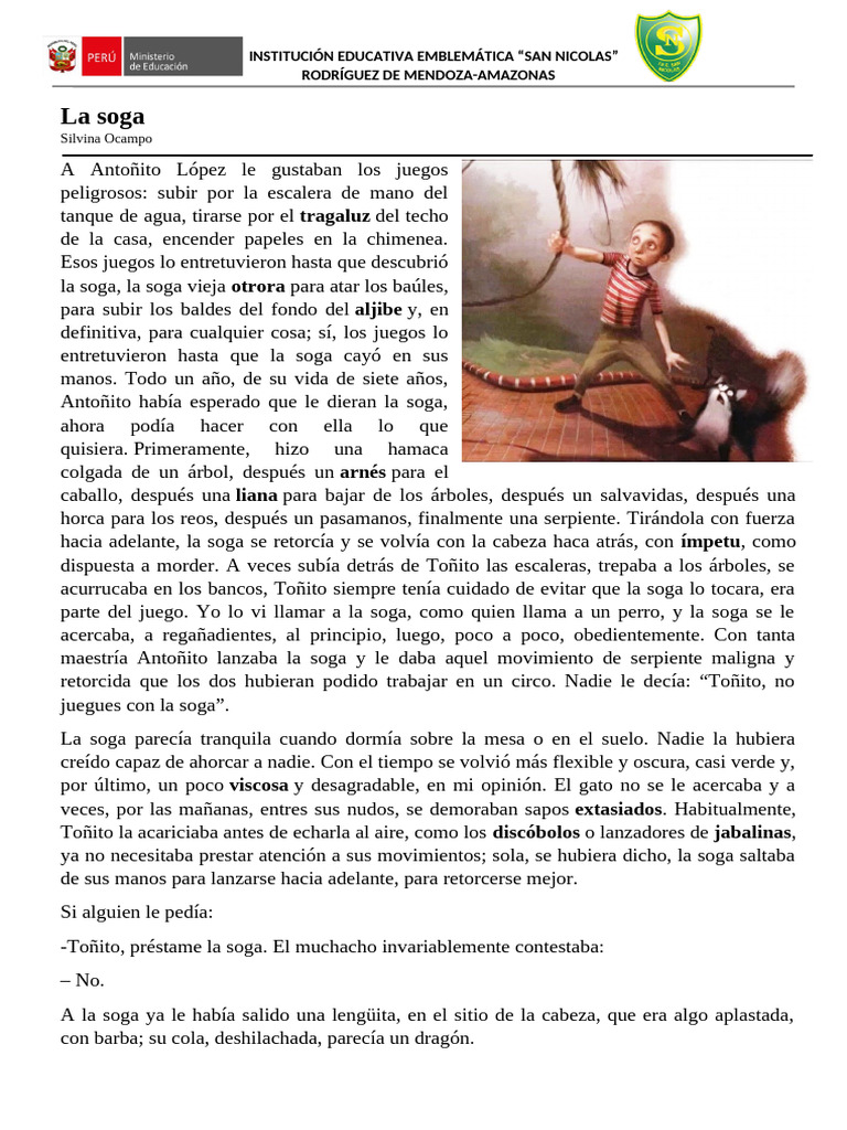 Ficha de Lectura-La Soga-Silvina Ocampo | PDF