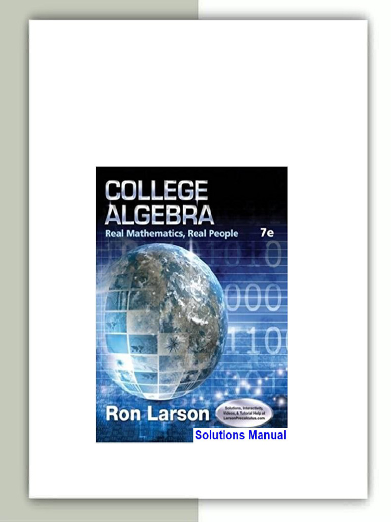 College Algebra Real Mathematics Real People 7th Edition Larson ...