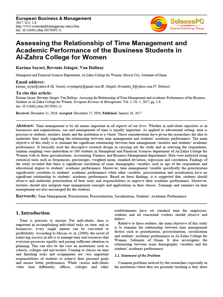 Time Management and Academic Success | PDF | Procrastination ...