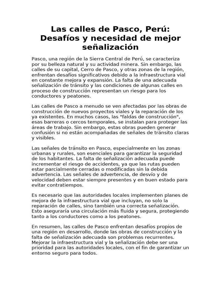 Las calles de Pasco | PDF