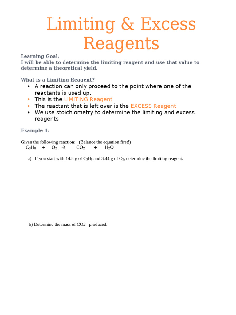 Lesson 11 Limiting Reagent | PDF | Zinc | Chemical Reactions