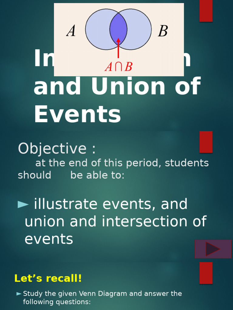 G7 Math Q1 Week 1 Intersection and Union of Events | PDF | Mathematics ...