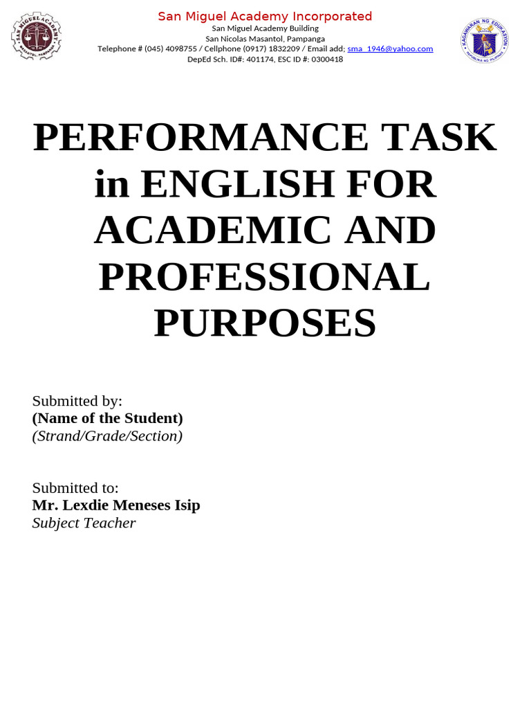 Performance Task in English for Students | PDF