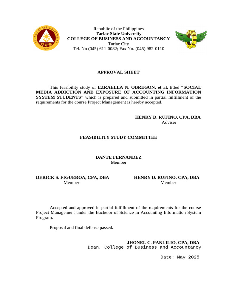 Feasibility Study Approval Sheet 2025 | PDF