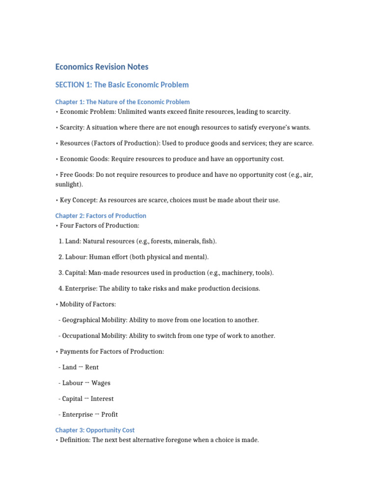 Economics Complete Revision Notes | PDF | Macroeconomics | Taxes