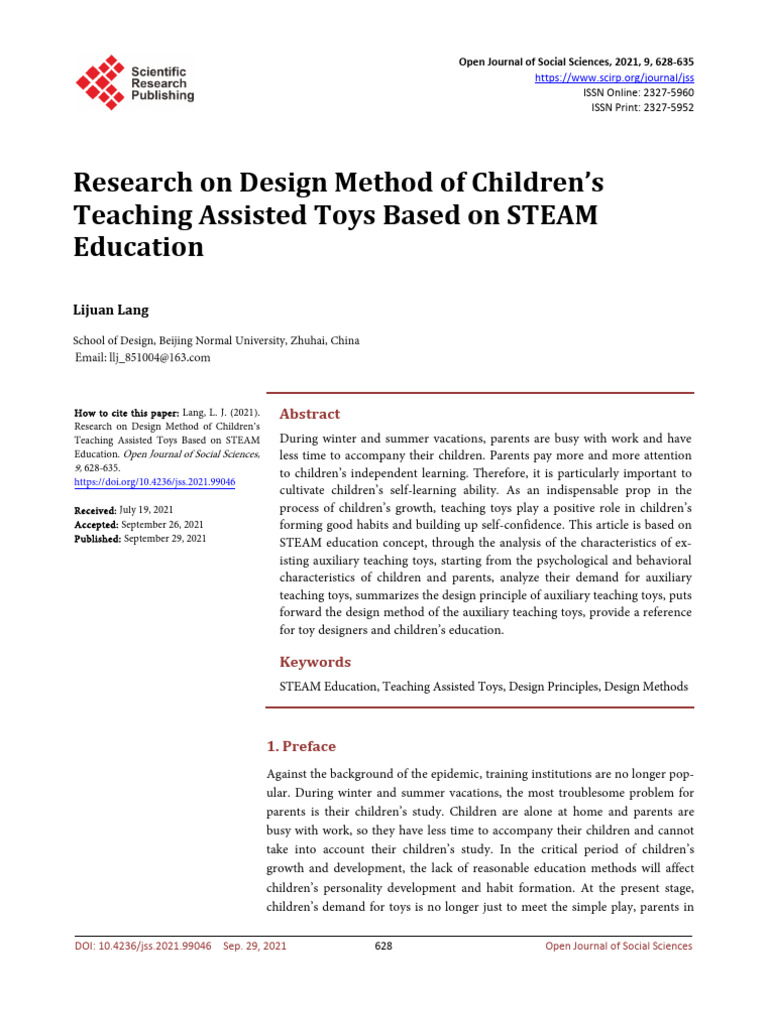 Research On Design Method of Children's Teaching Assisted Toys Based On ...
