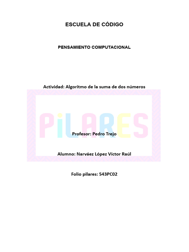 Algoritmo de La Suma de Dos Números | PDF