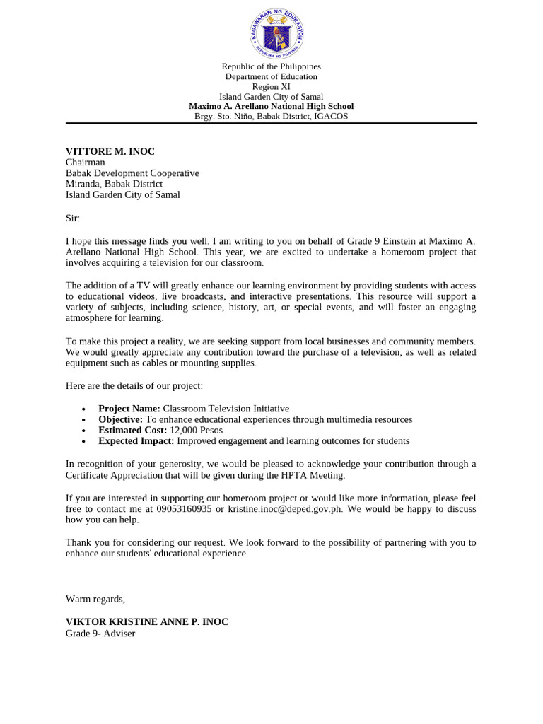 Solicitation Letter-Hpta Project | PDF