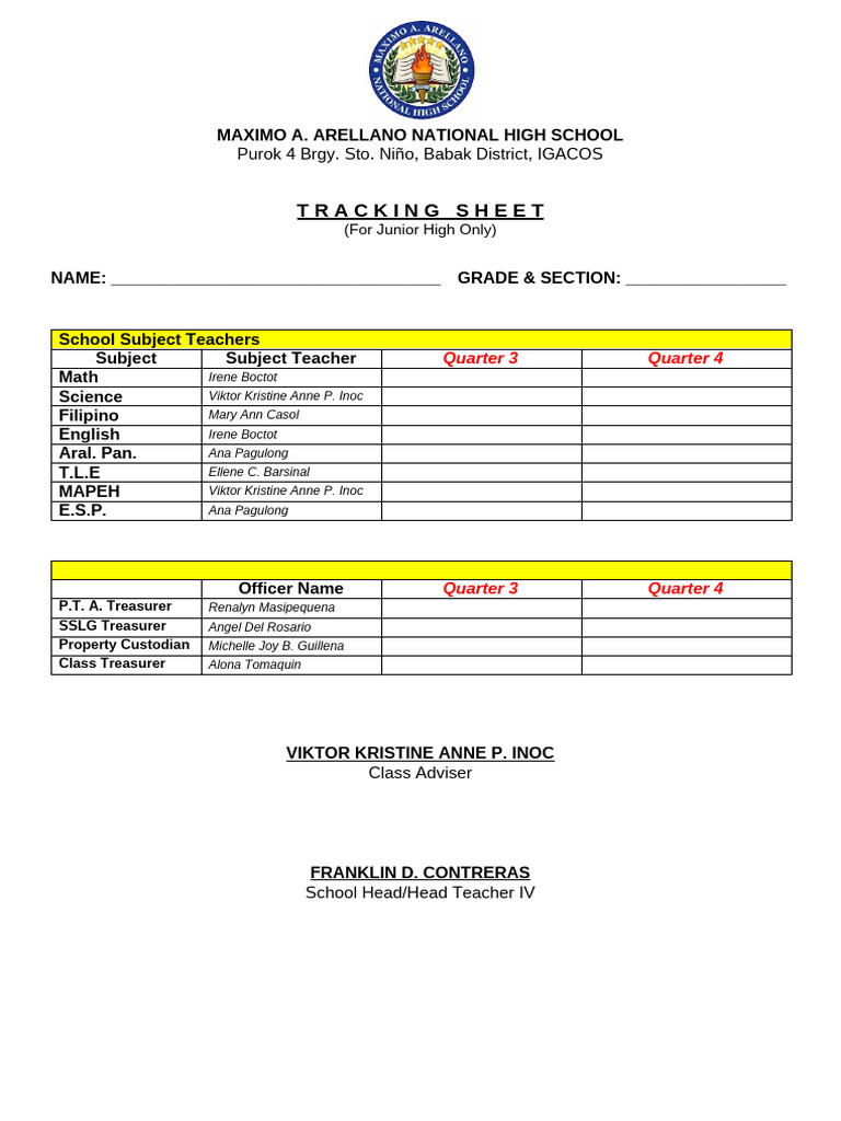 tracking sheet | PDF
