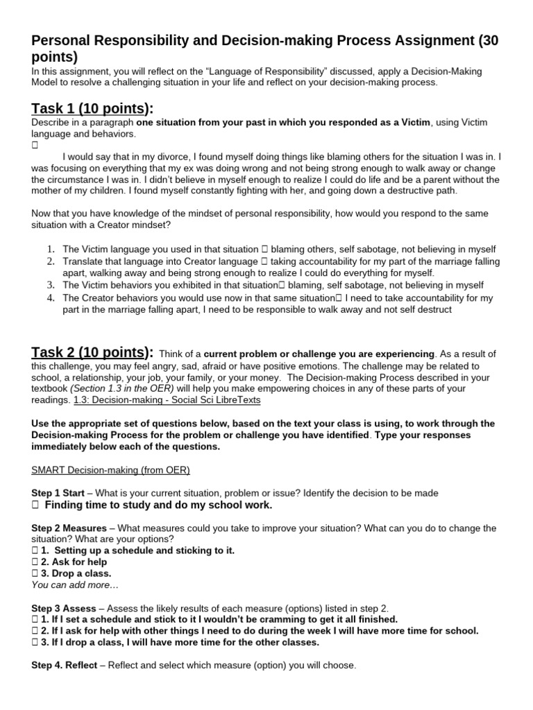 Personal Responsibility in Decision-Making | PDF | Decision Making ...