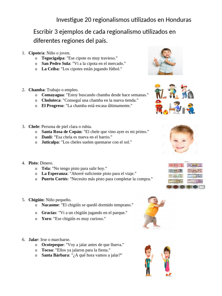 20 Regionalismos Hondureños y Ejemplos | PDF | Honduras