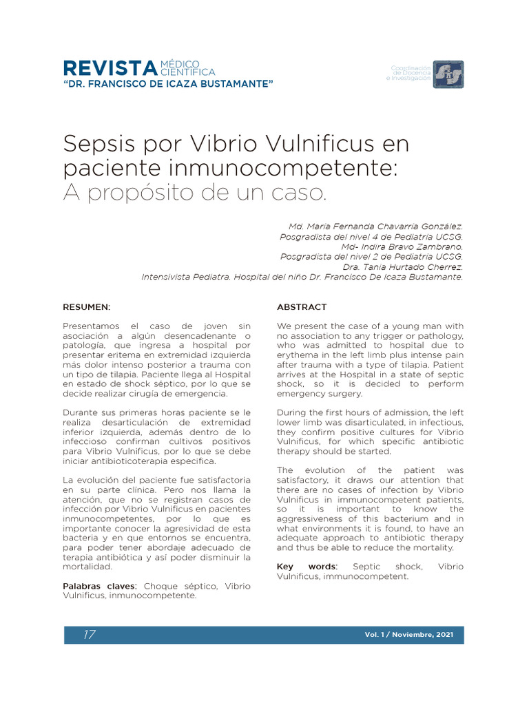 Sepsis por Vibrio Vulnificus en Joven | PDF | Septicemia | Cuidado de ...