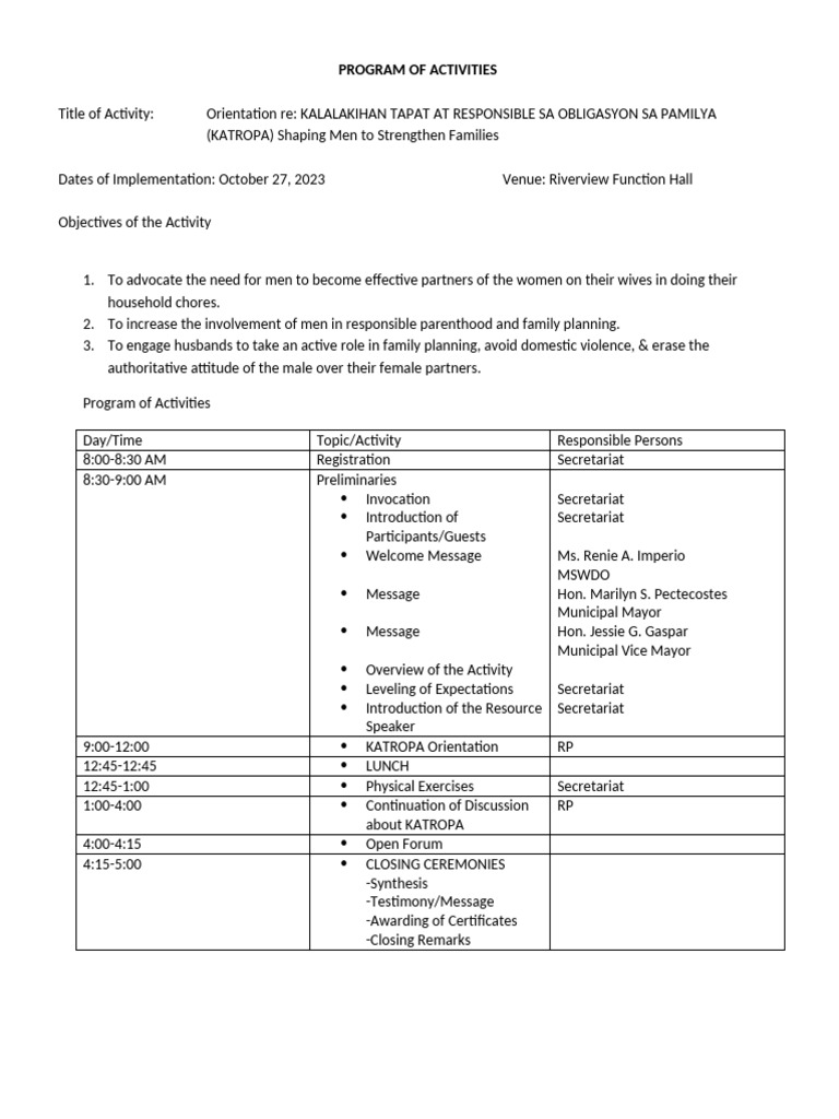 PROGRAM KATROPA | PDF