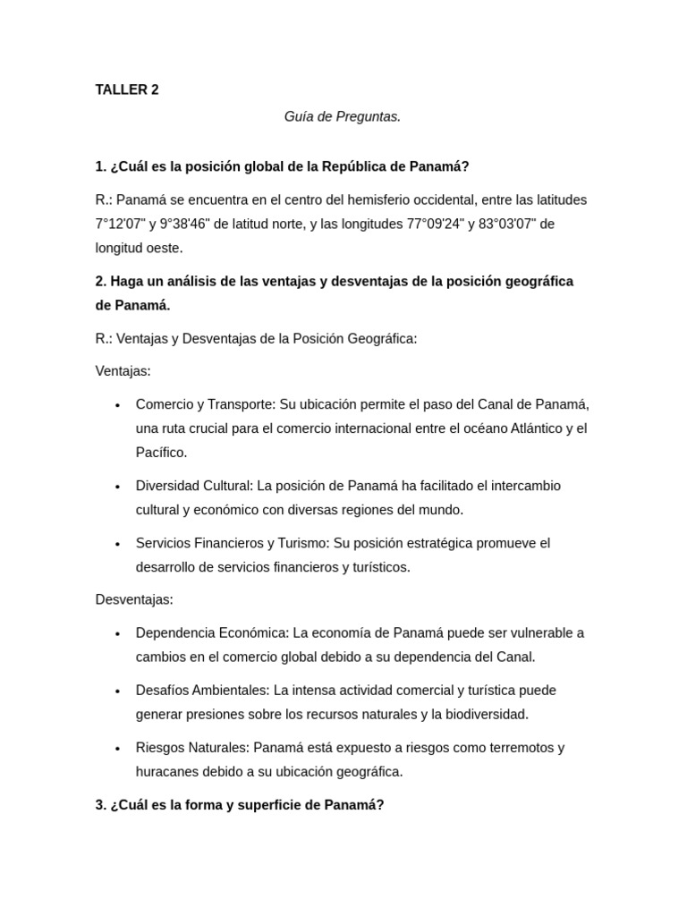 Geografia TALLER 2 Relieve Panameño | PDF | Panamá | Los bosques