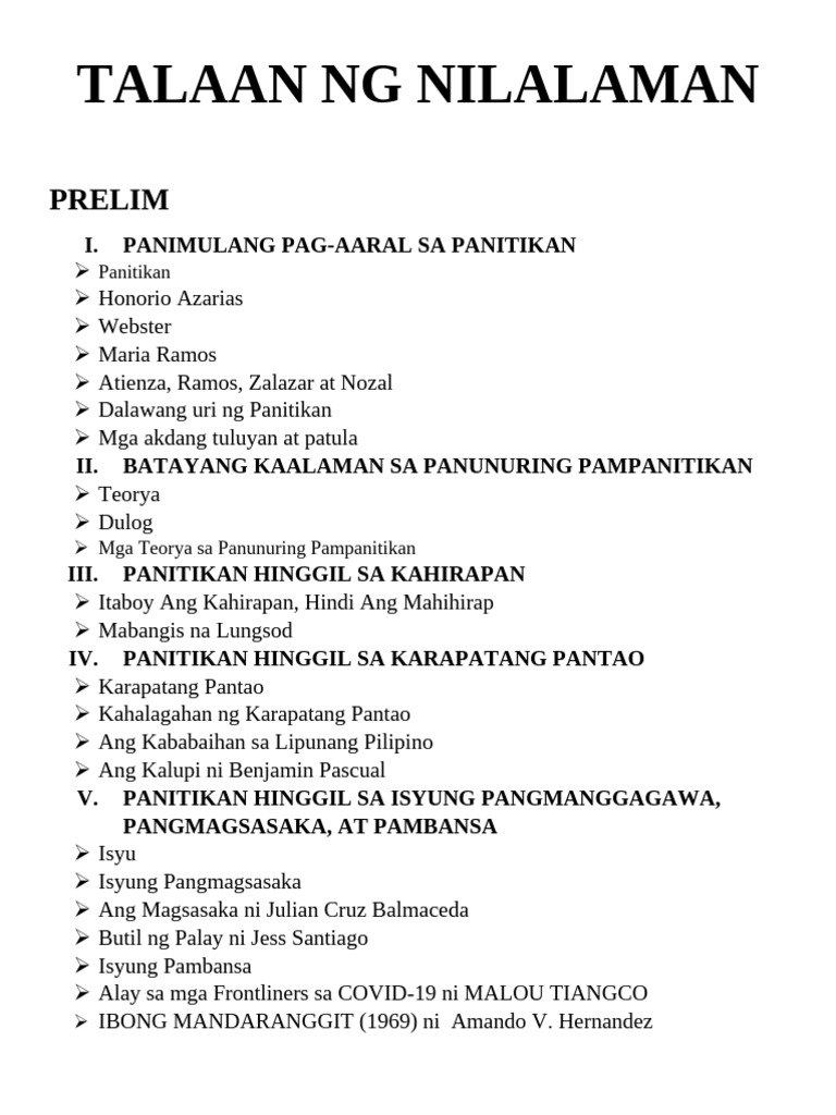 Talaan NG Nilalaman | PDF