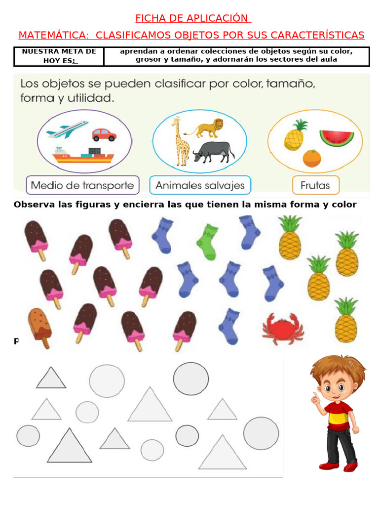 Ficha de Matem Clasificamos Objetos Por Sus Características | PDF
