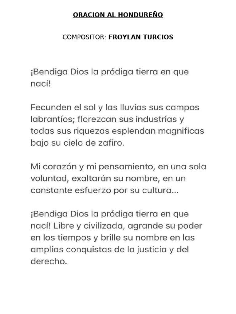 Oracion Al Hondureño | PDF