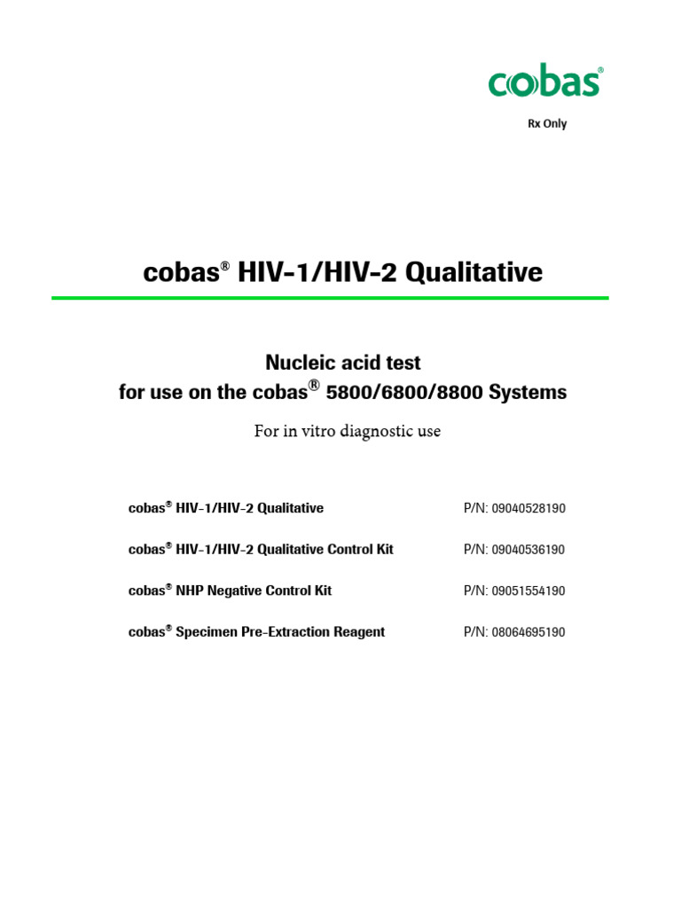 Cobas 5800 HIV-1 HIV-2 Qualitative | PDF | Infection | Hiv