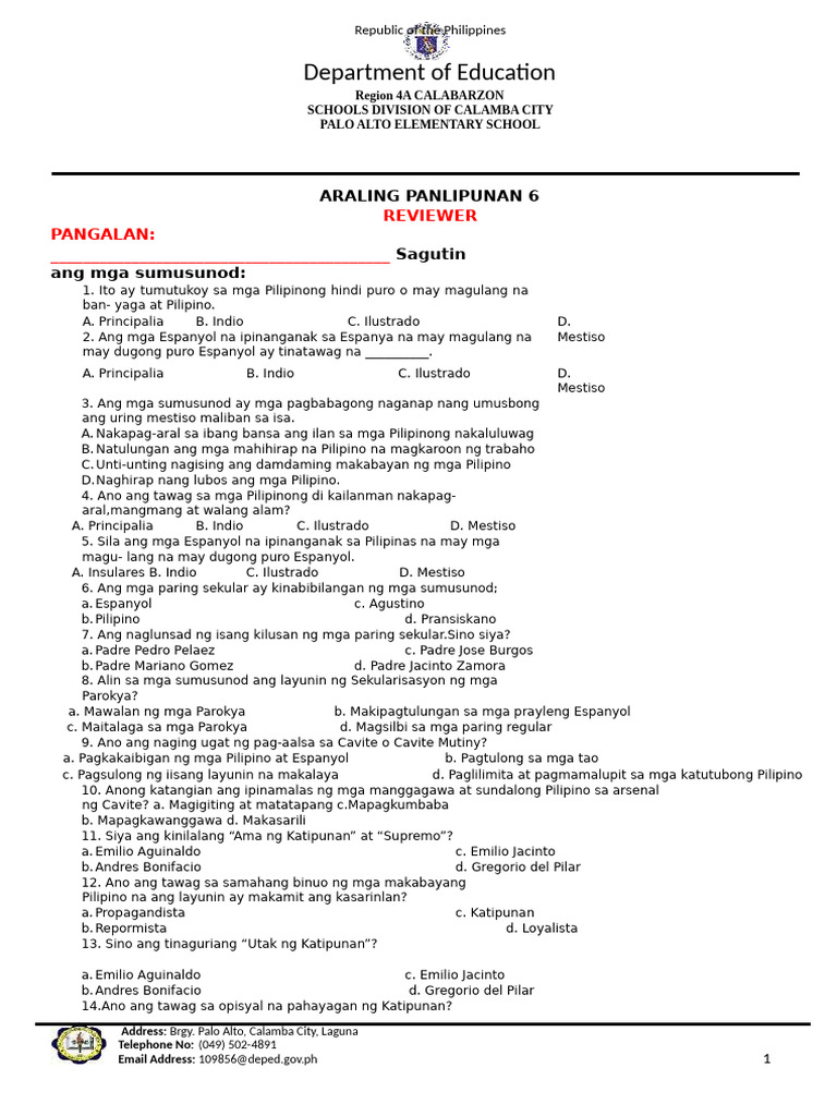 Ap-Nat-Reviewer Melc Based Word | PDF