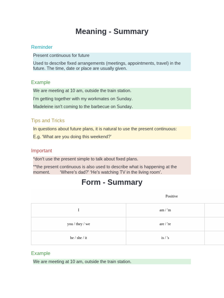 Present Continuous for Future | PDF