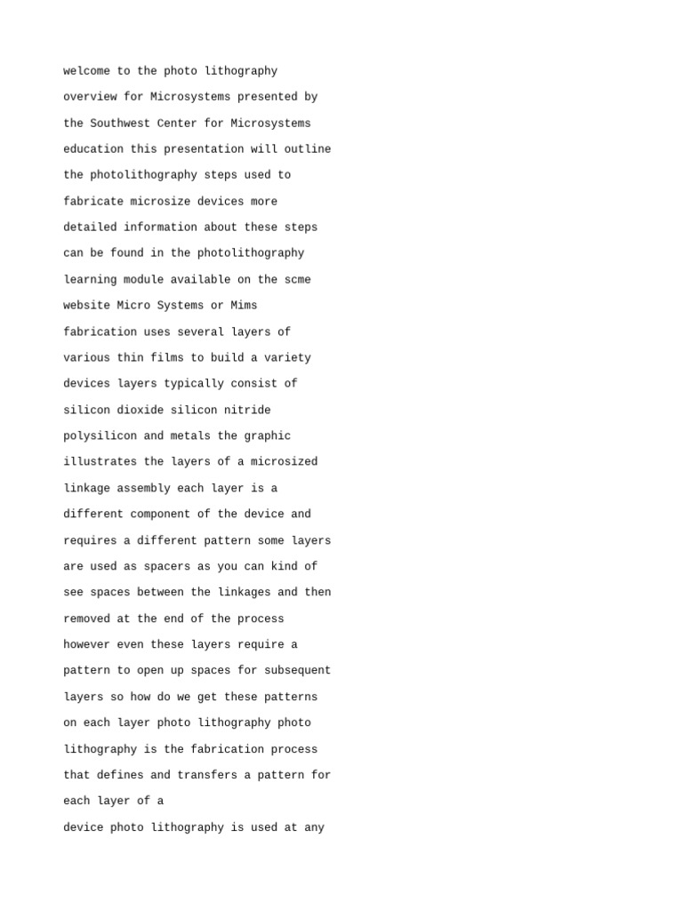 (English (Auto-Generated) ) Photolithography Overview For MEMS (DownSub - Com) | PDF ...
