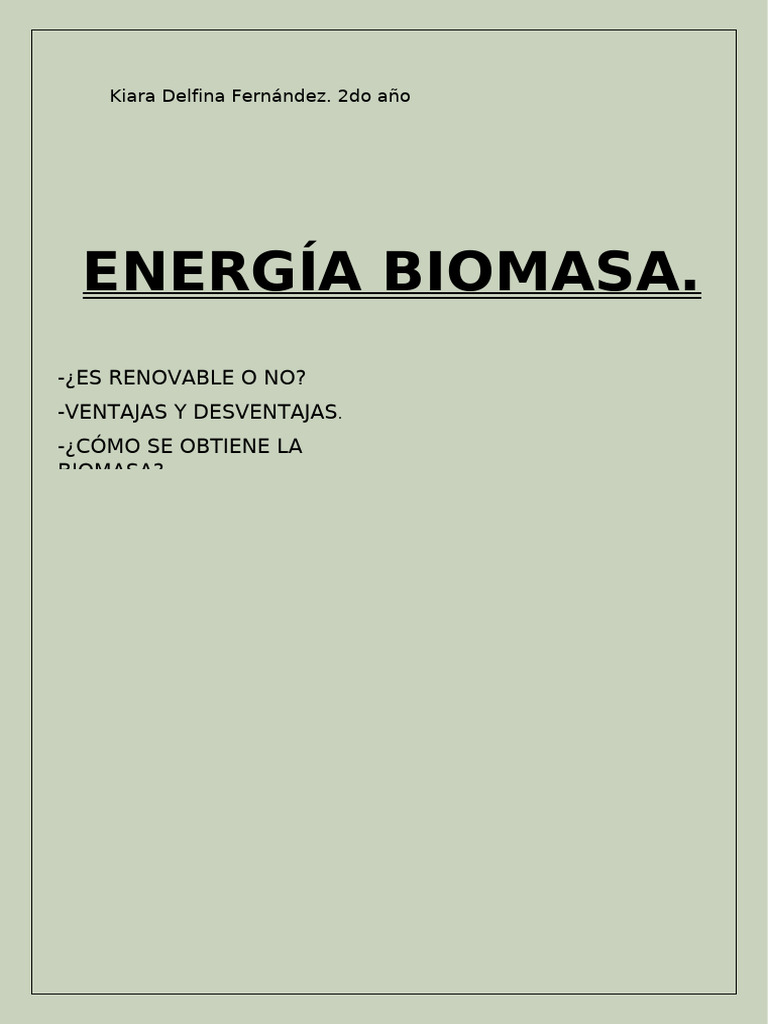Energia Biomasa TP | PDF | Biomasa | Energía renovable