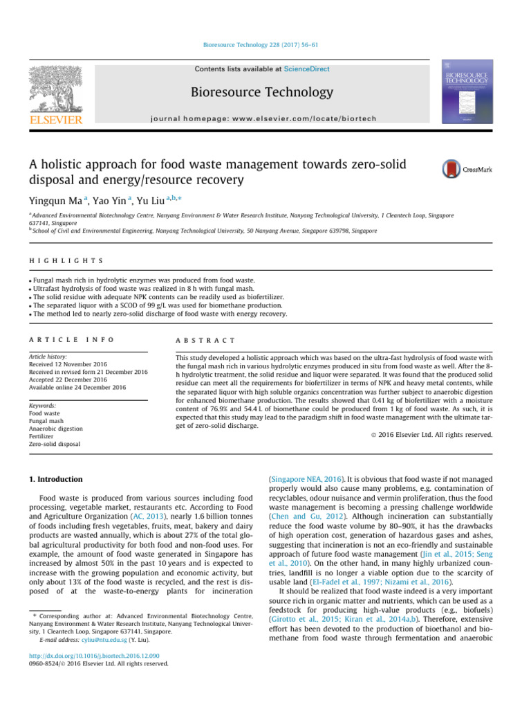 Holistic Food Waste Management Solutions | PDF | Anaerobic Digestion ...