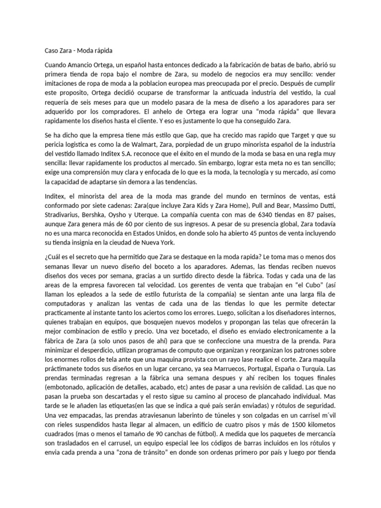 Estrategias de Éxito de Zara en Moda Rápida | PDF