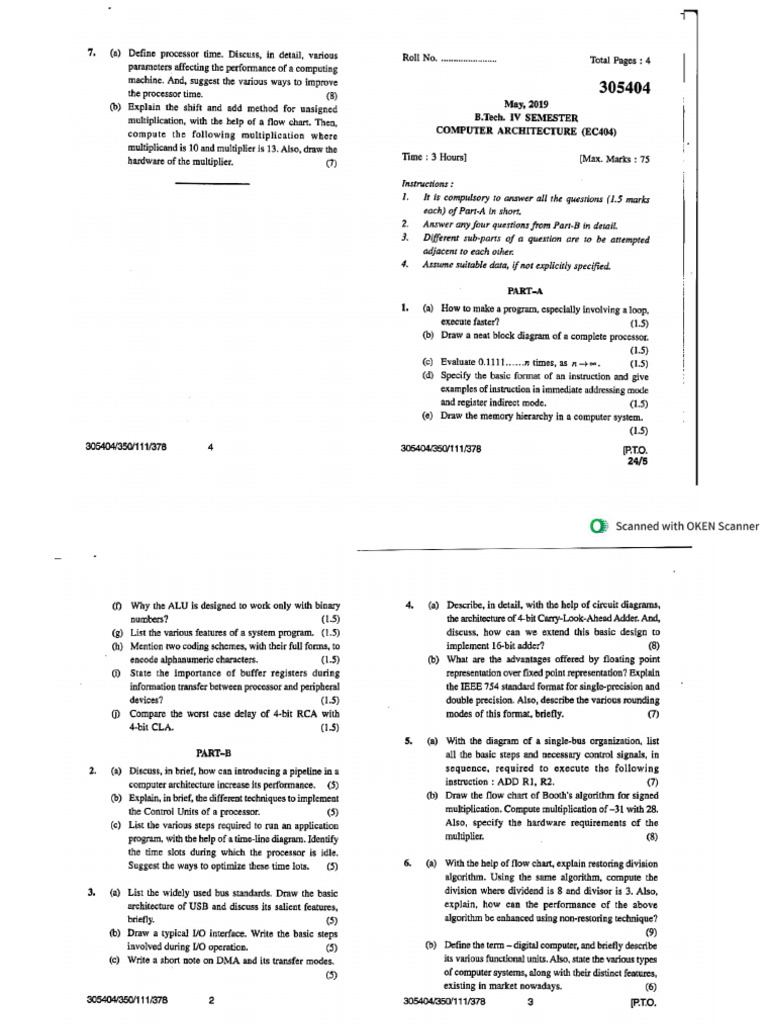 Computer Architecture Pyq | PDF