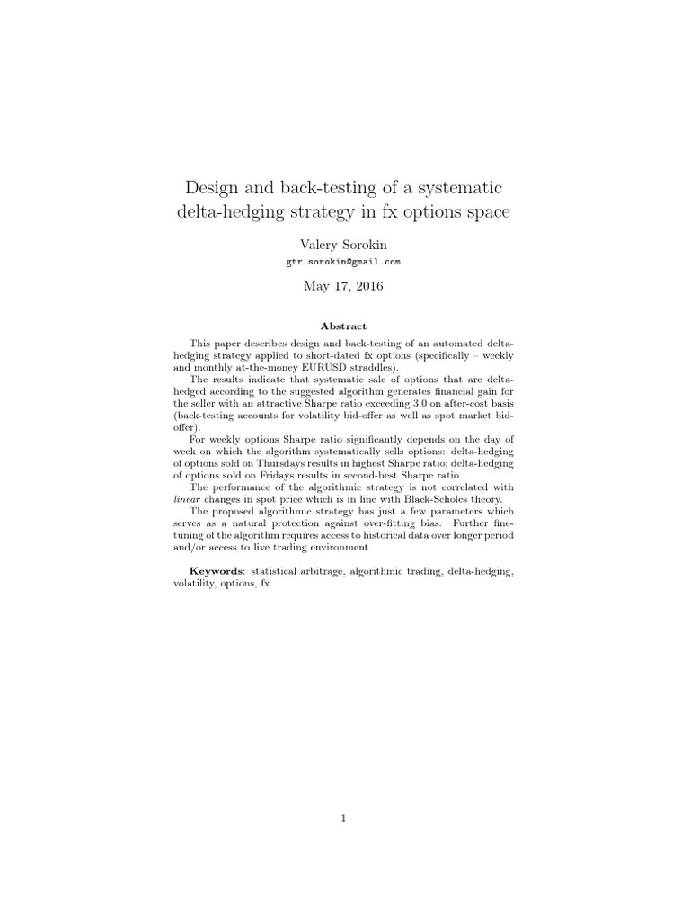 Systematic Delta-Hedging in FX Options | PDF | Greeks (Finance ...