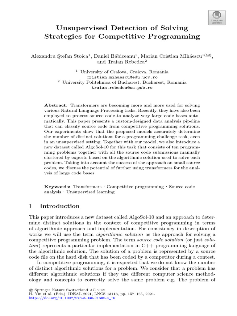 Unsupervised Detection Of Solving Strate Pdf Computer Programming 9985