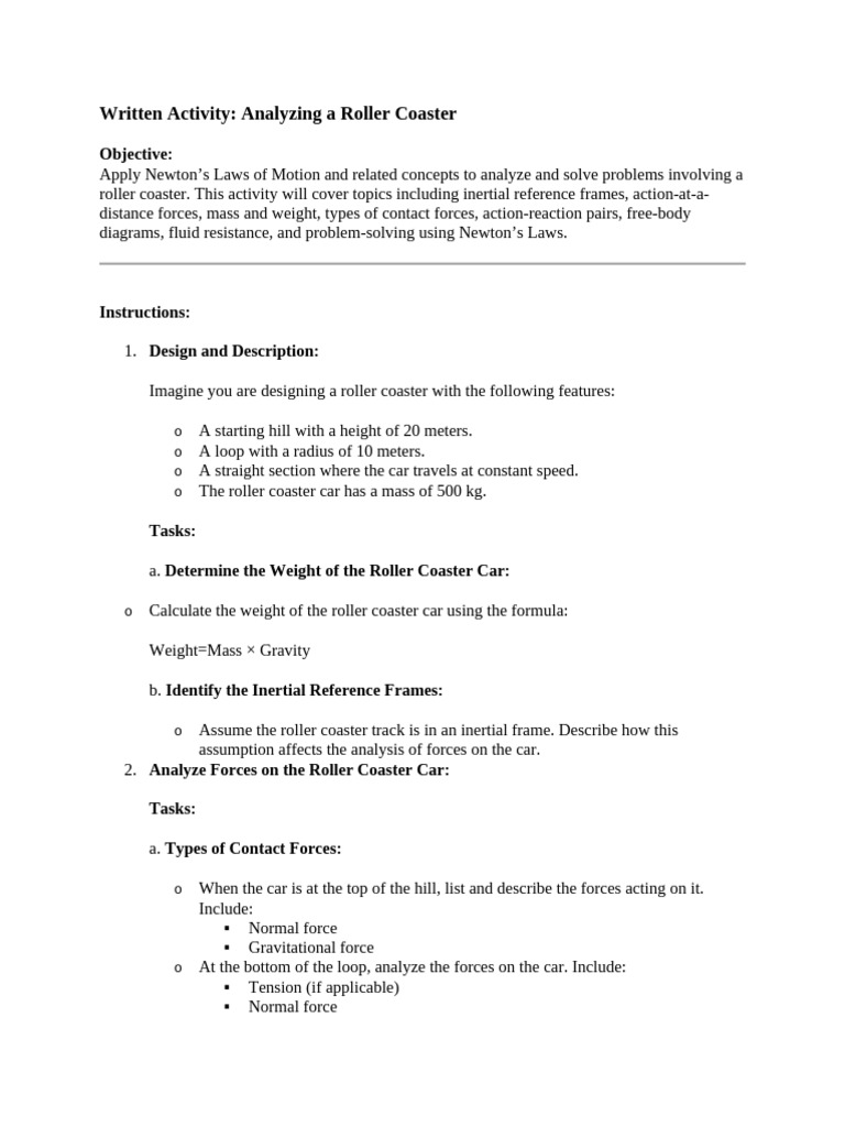 Roller Coaster Physics Analysis Guide | PDF | Force | Friction