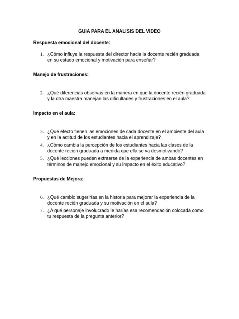 GUÍA PARA EL ANALISIS DEL VIDEO | PDF