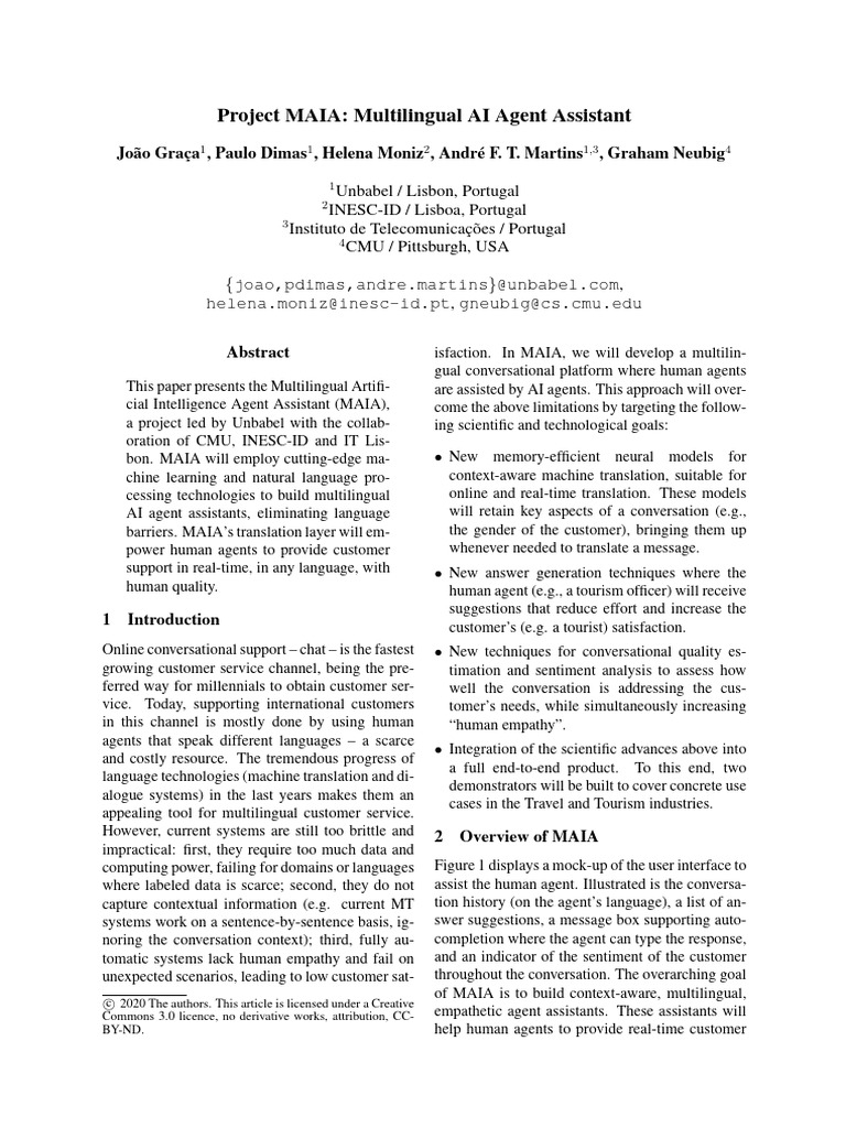 Project_MAIA_Multilingual_AI_Agent_Assis | PDF | Human Communication | Learning