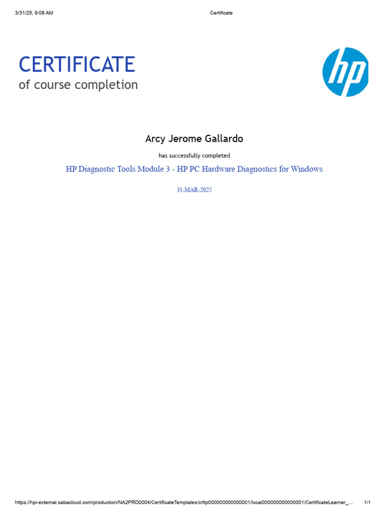 HP Diagnostic Tools Module 3 - HP PC Hardware Diagnostics For Windows | PDF