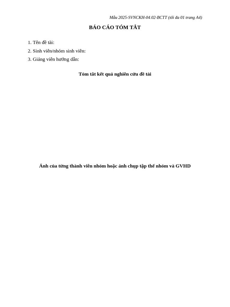 4.2 Mẫu 2025-SVNCKH-04.02-BCTT (01 Trang A4) | PDF