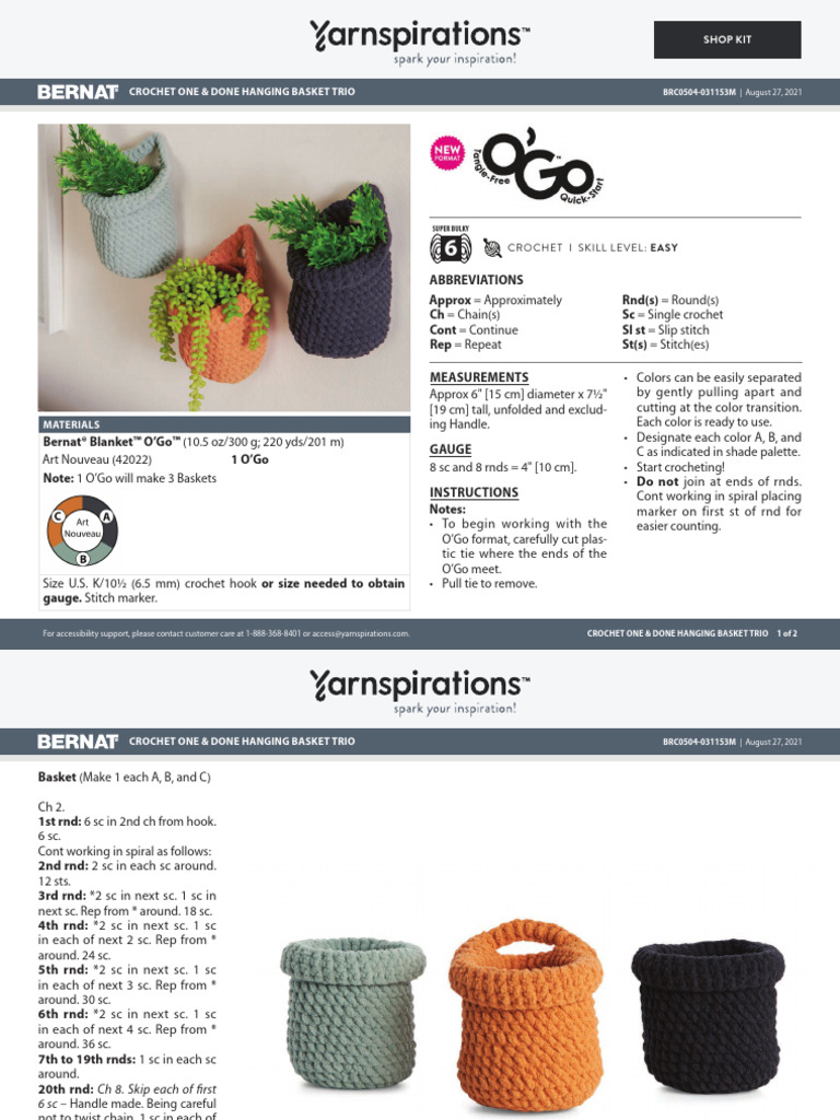 One and Done Hanging Basket Trio | PDF | Crochet | Textiles
