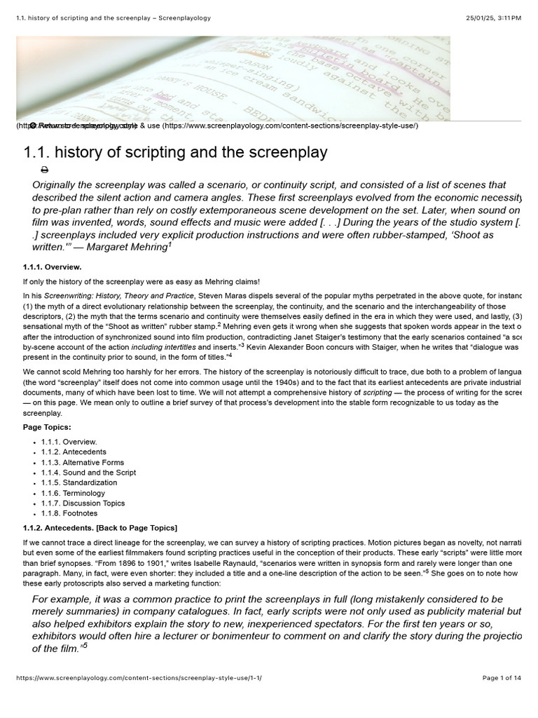 1.1. history of scripting and the screenplay – Screenplayology | PDF ...