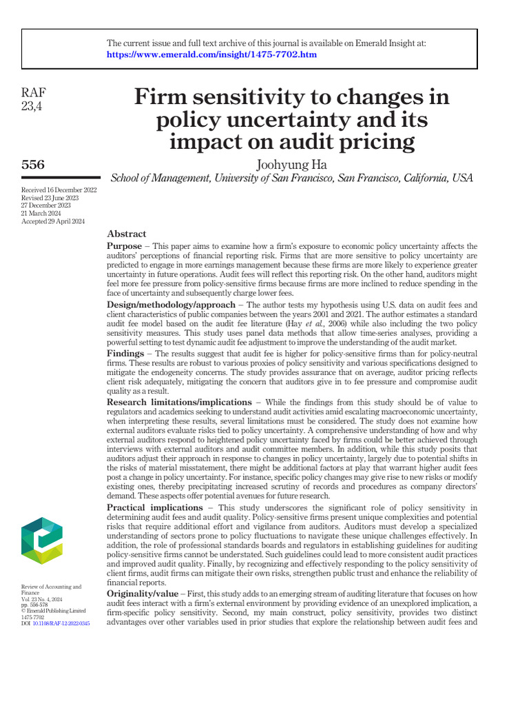 Firm Sensitivity To Changes in Policy Uncertainty and Its Impact On ...