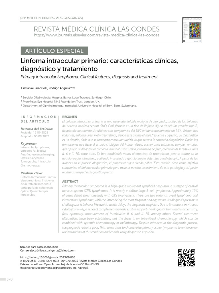 Linfoma Intraocular: Diagnóstico y Tratamiento | PDF | Linfoma | Biopsia